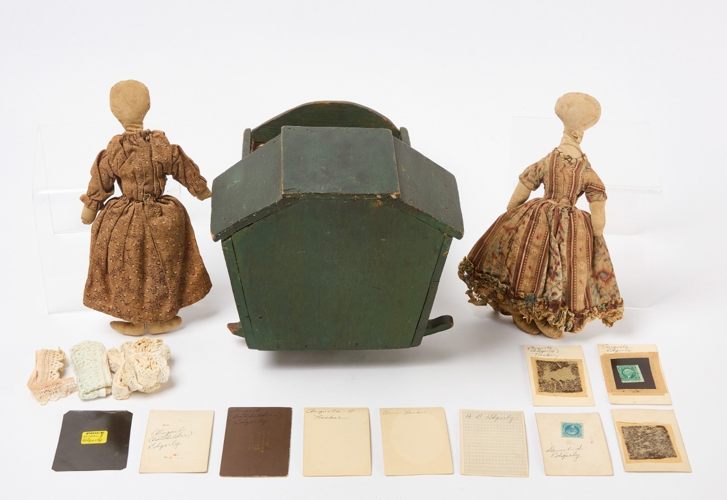 Early Cloth Dolls and Hooded Cradle