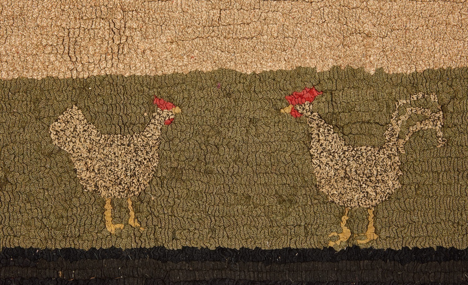 Hooked Rug with House and Barn