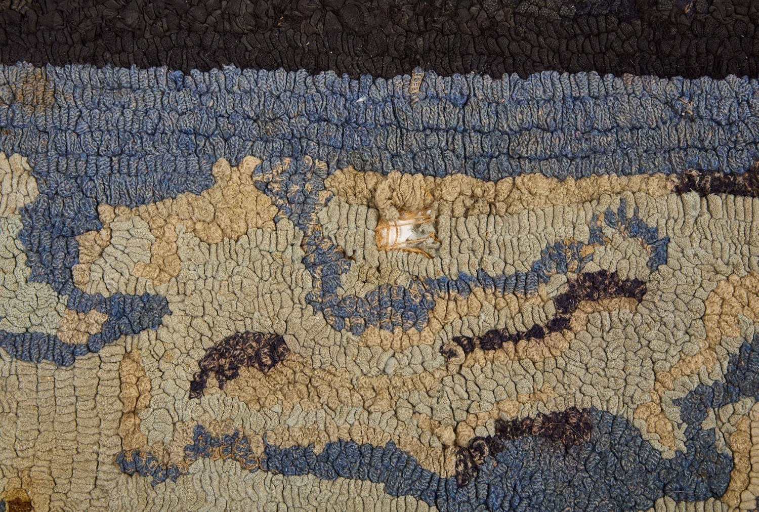 Hooked Rug with House and Barn