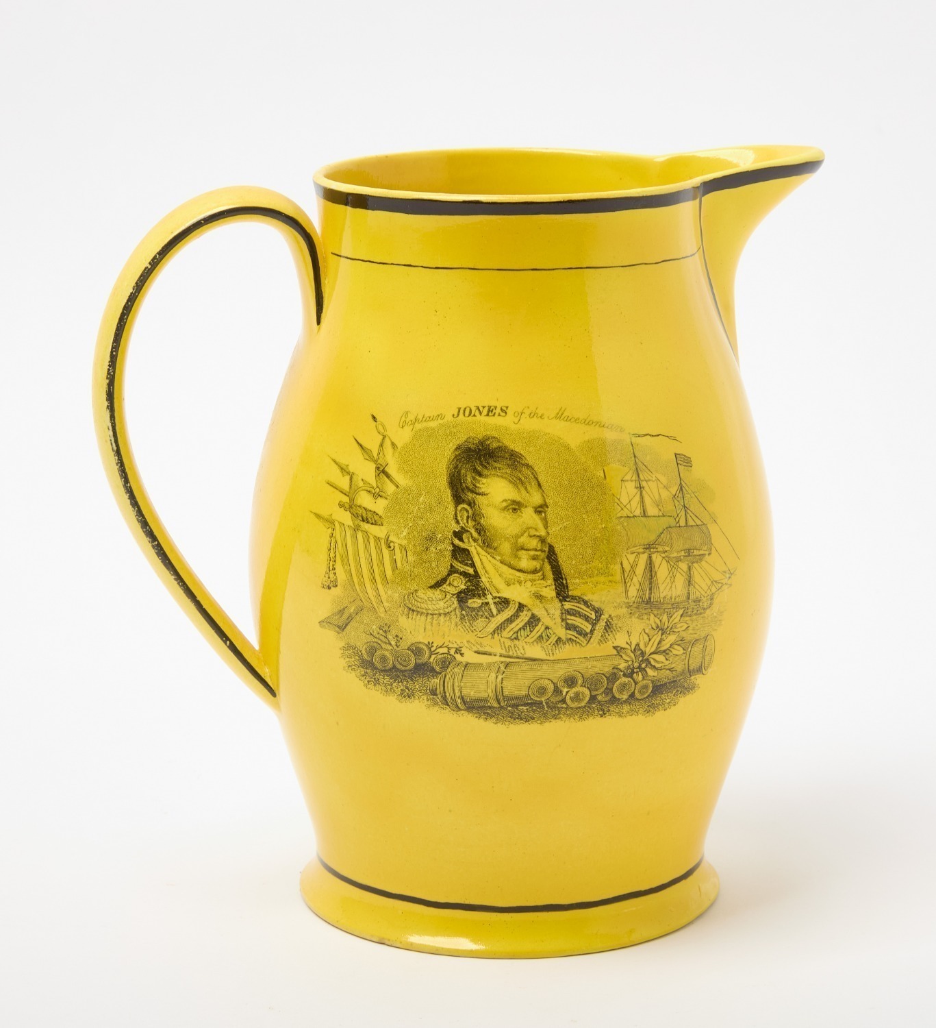 Yellow Liverpool Creamware Jug - Captain Jones of the Macedonian and ...
