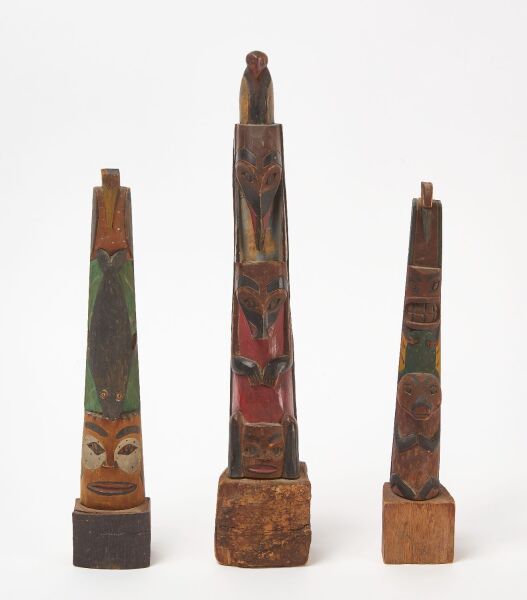 Three Painted Native American Totems
